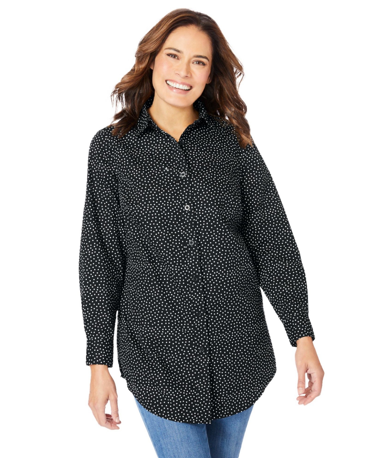 Click here for Woman Within Plus Size Perfect Long Sleeve Shirt -... prices