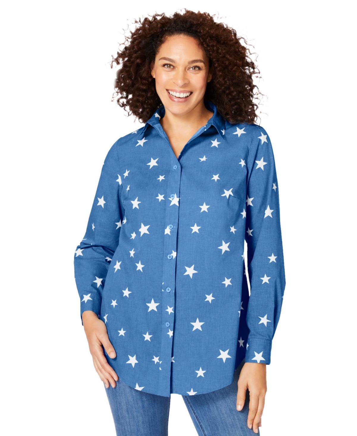 Click here for Woman Within Plus Size Perfect Long Sleeve Shirt -... prices