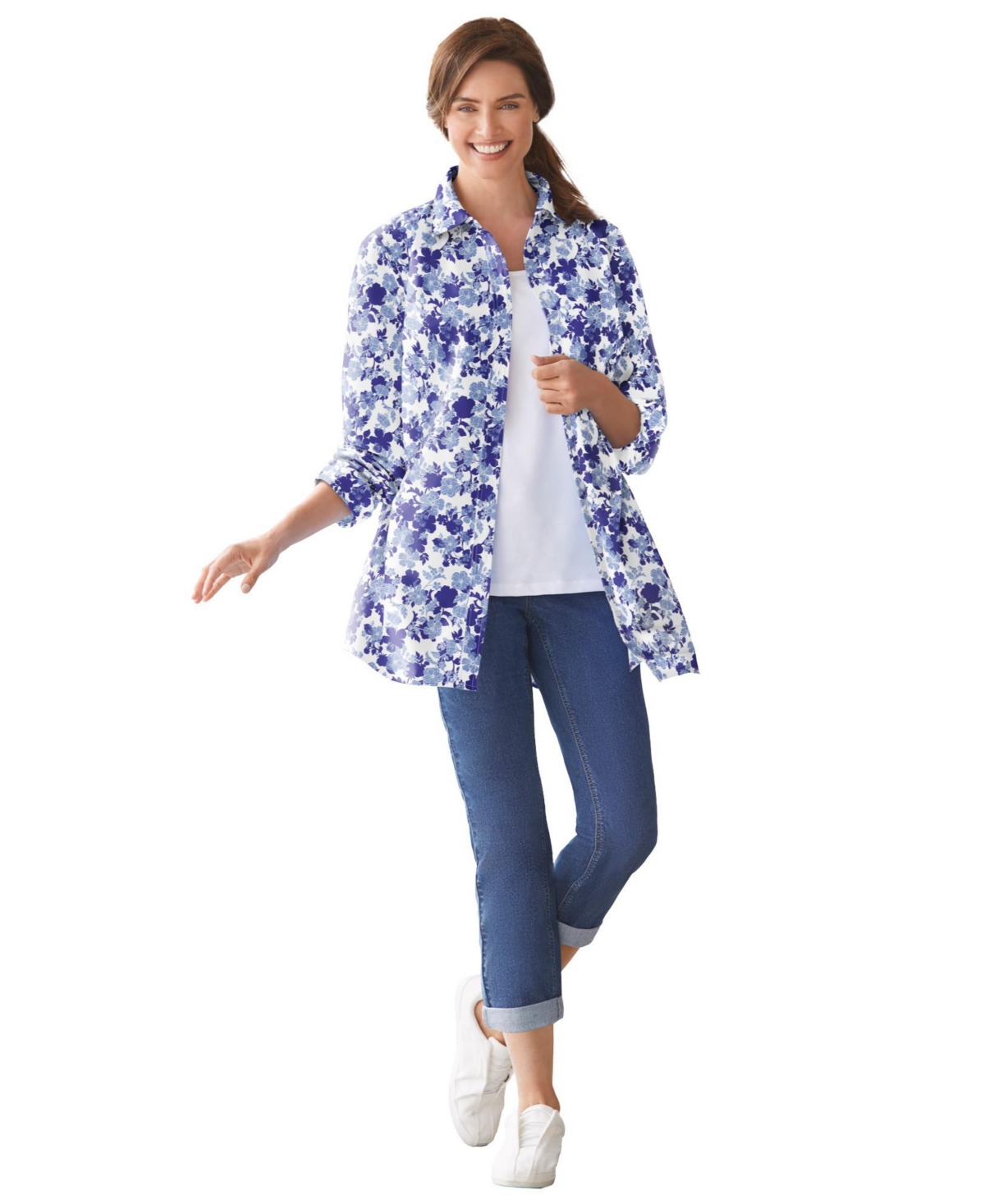 Click here for Woman Within Plus Size Perfect Long Sleeve Shirt -... prices