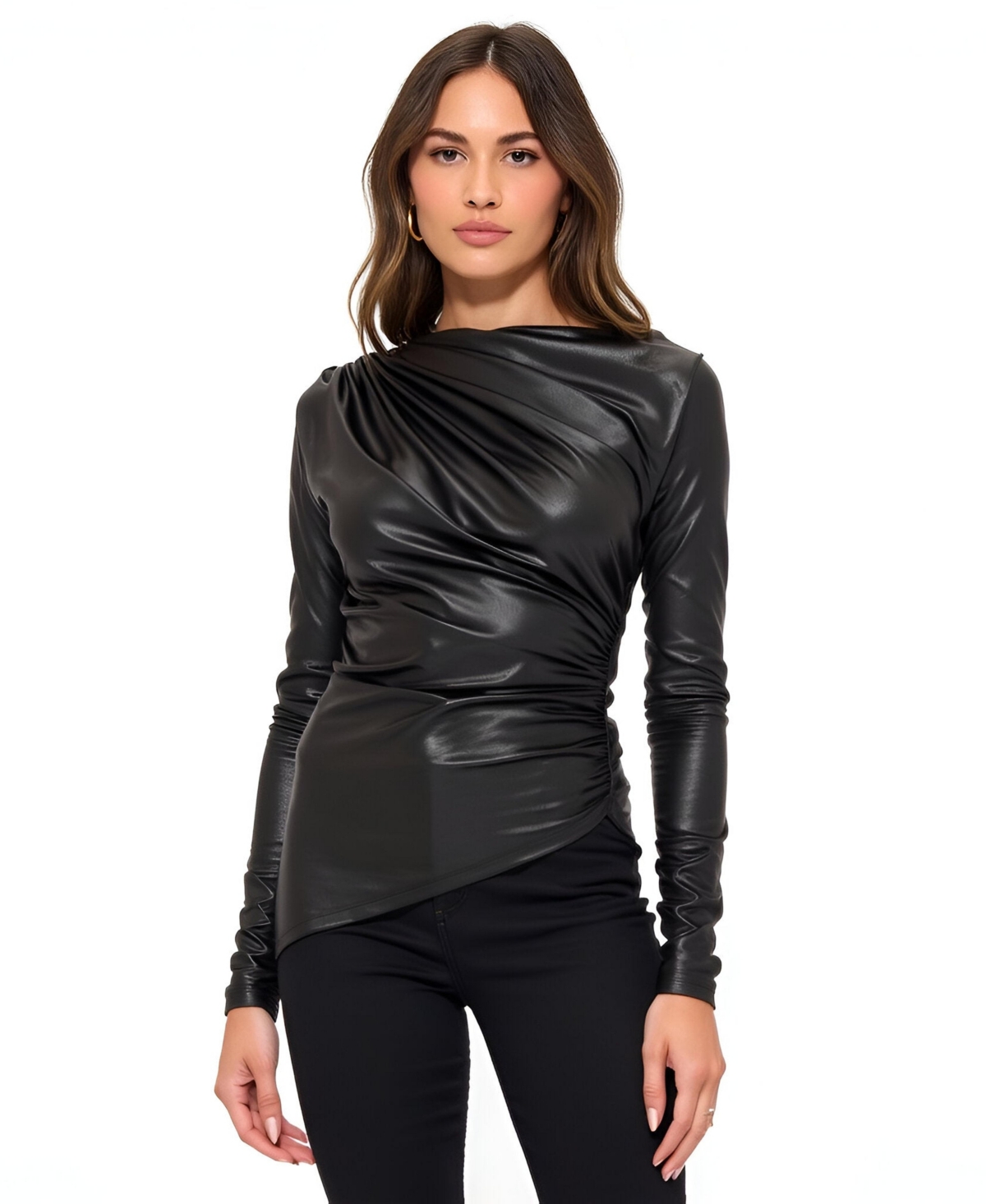 Click here for Modenaire Womens Asymmetrical Faux Leather Long Sl... prices