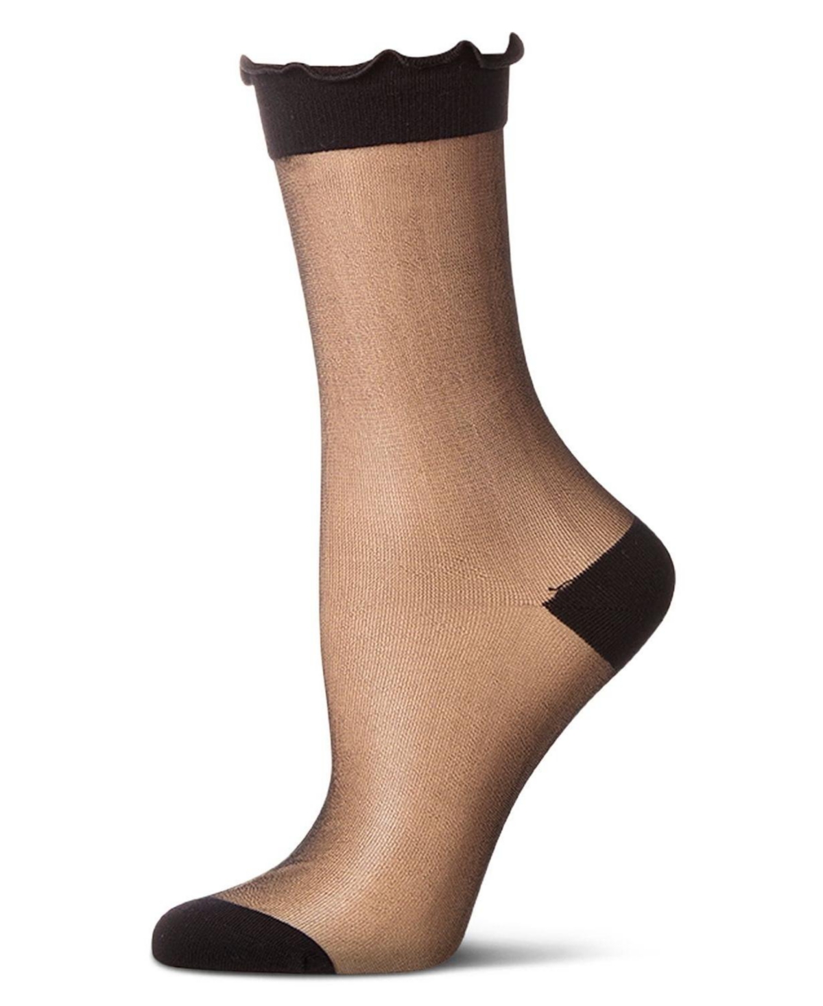 Click here for MeMoi Womens Lettuce-Edge Silky Sheer Crew Sock -... prices