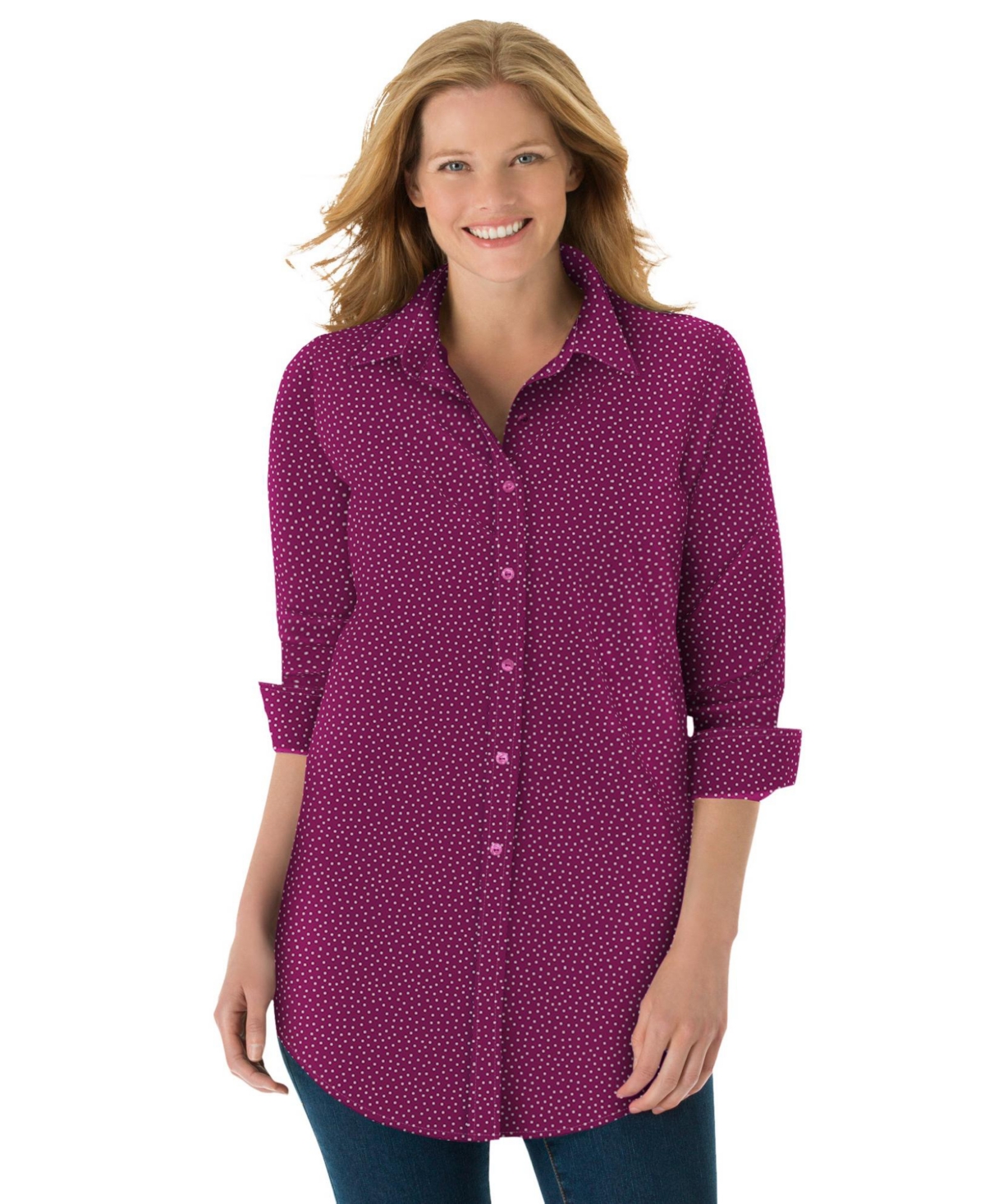 Click here for Woman Within Plus Size Perfect Long Sleeve Shirt -... prices