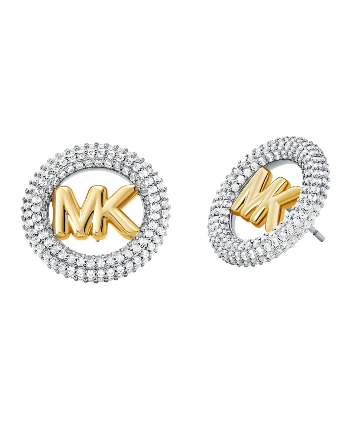 Click here for Michael Kors Silver Tone Small Pave Logo Stud Earr... prices