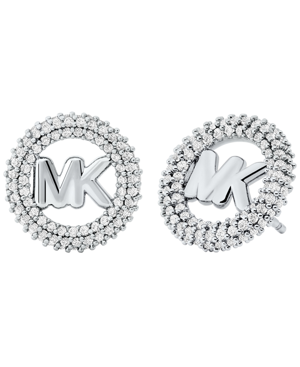Click here for Michael Kors Silver Tone Small Pave Logo Stud Earr... prices