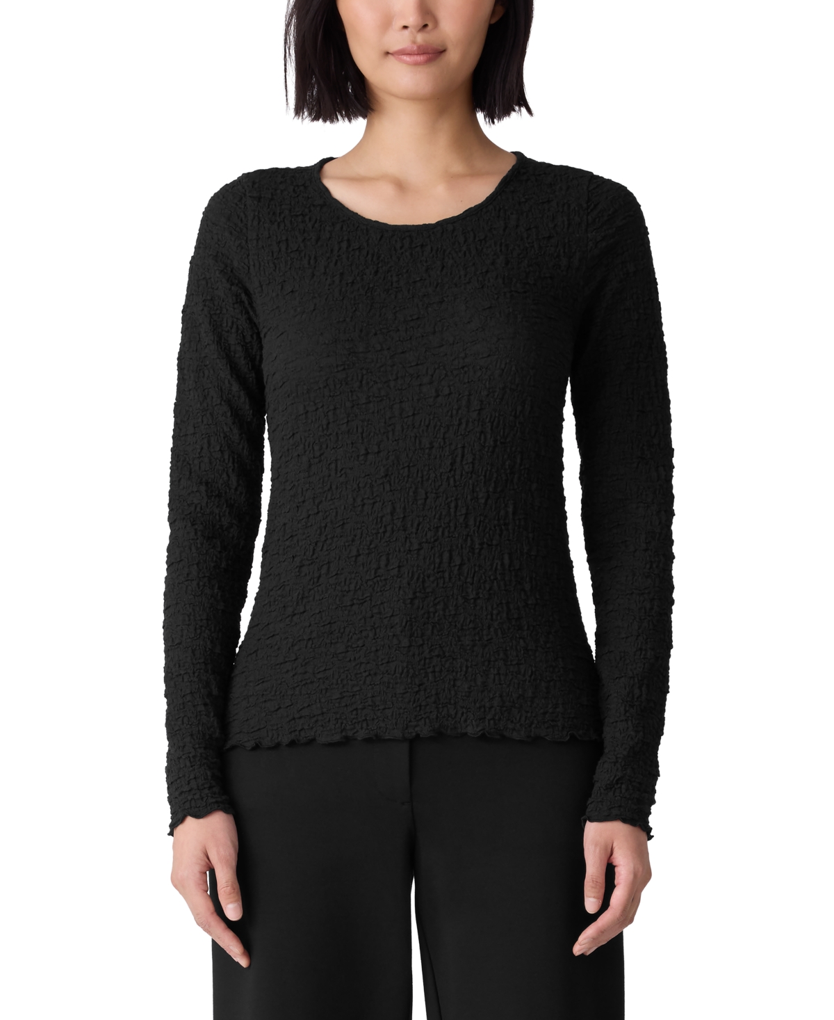Click here for Eileen Fisher Womens Long Sleeve Round Neck Top -... prices