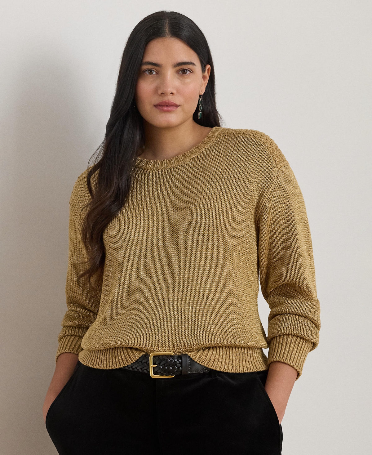 Click here for Lauren Ralph Lauren Plus Size Metallic Crew Neck S... prices