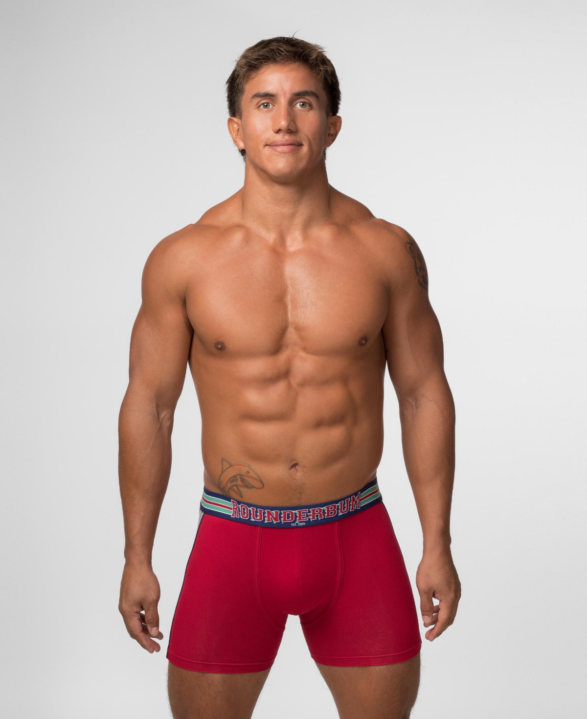 Click here for Rounderbum Mens Varsity Padded Boxer Brief - Red prices