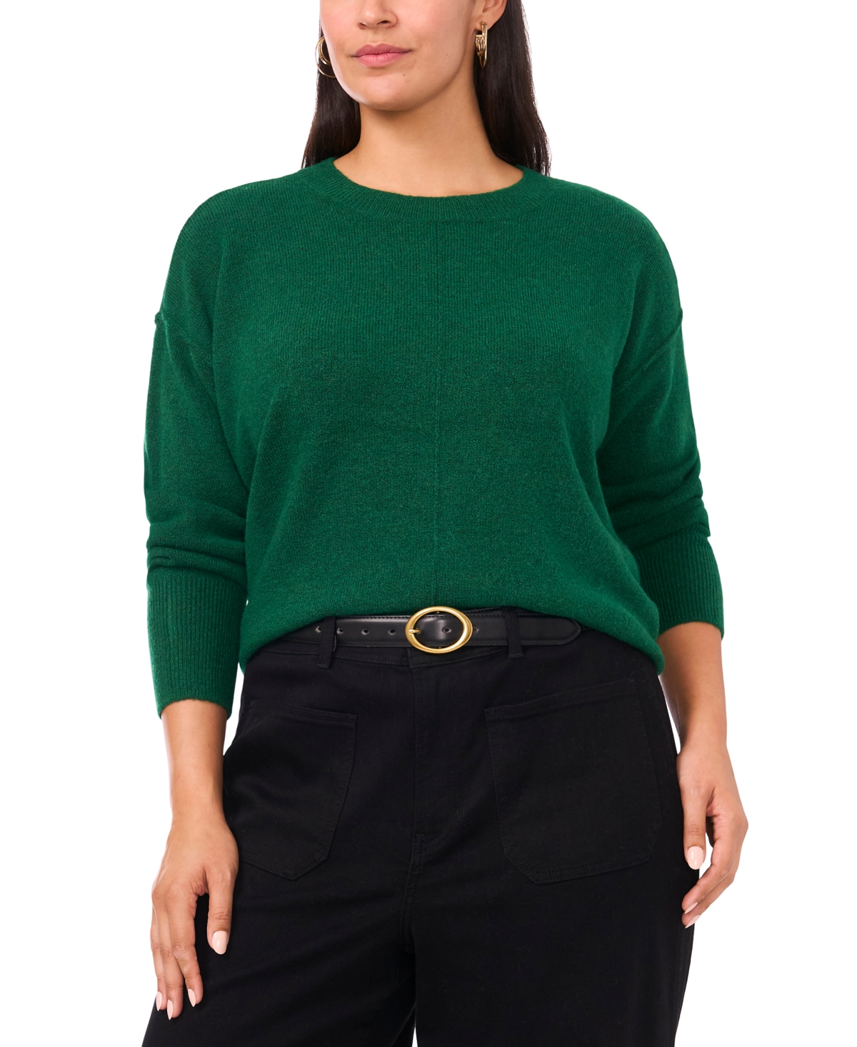 Click here for Vince Camuto Plus Size Cozy Crewneck Long-Sleeve E... prices