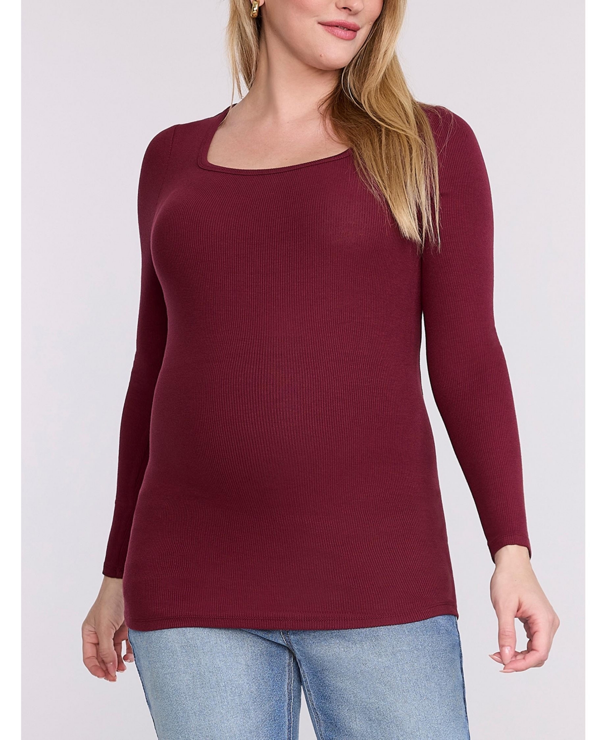 Click here for Motherhood Maternity Maternity Square Neck Rib Kni... prices