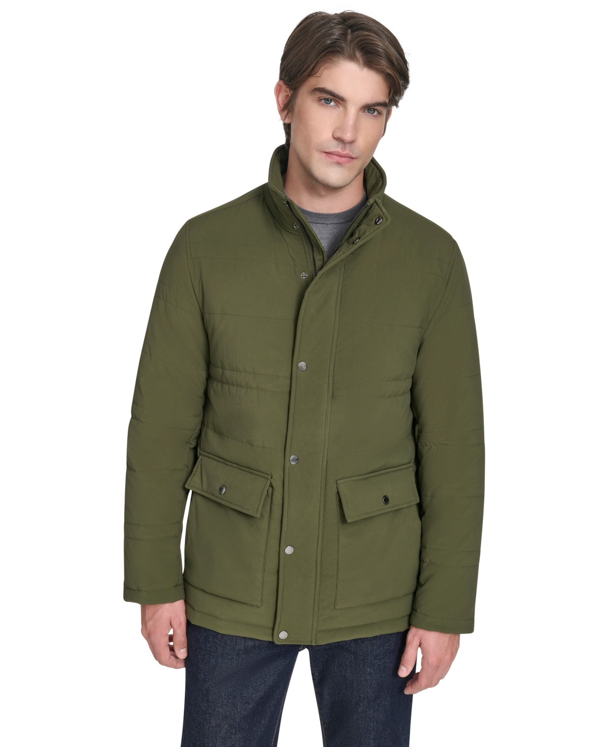 Click here for Cole Haan Mens Stretch Quilted Jacket - Olive prices