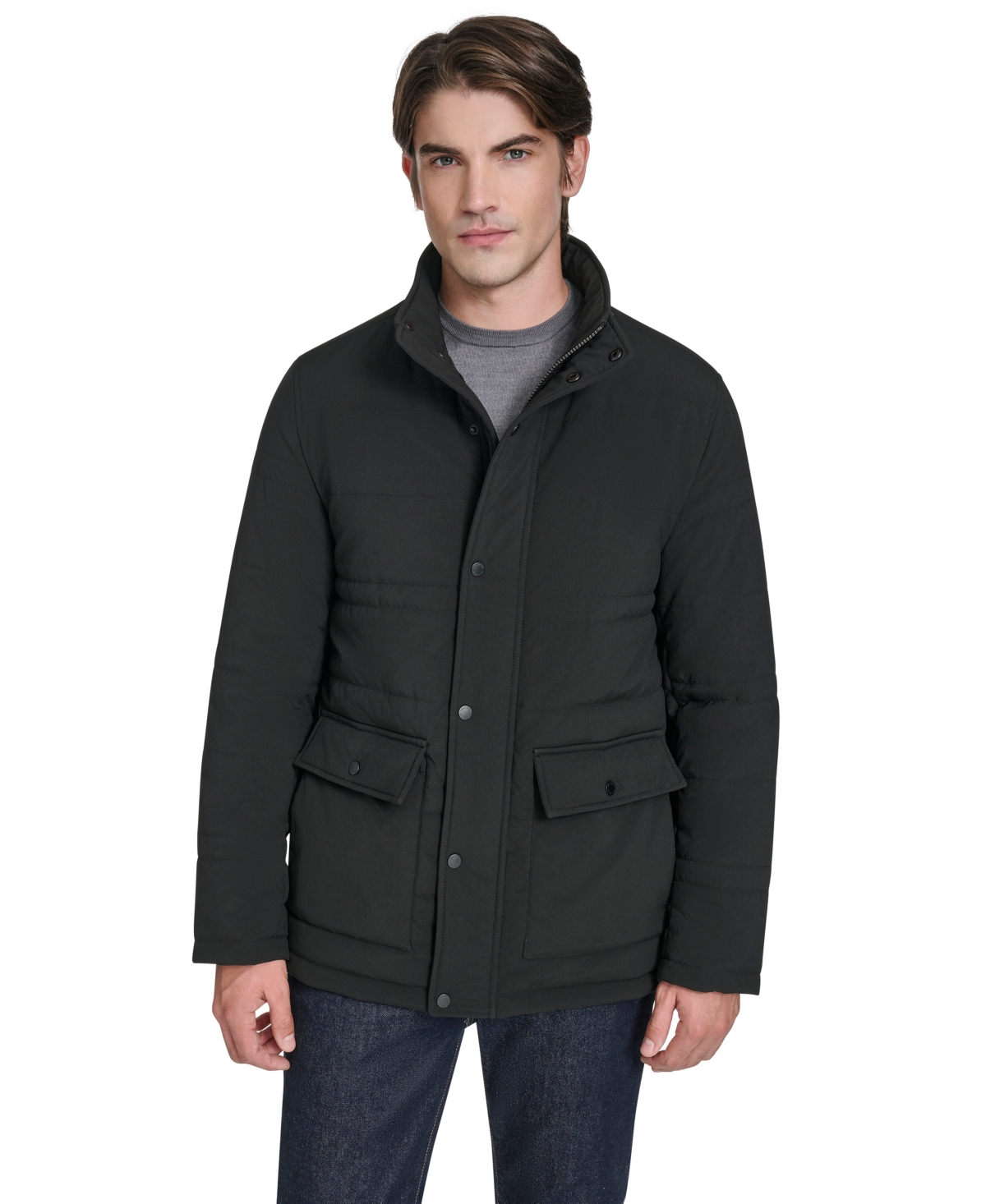 Click here for Cole Haan Mens Stretch Quilted Jacket - Black prices