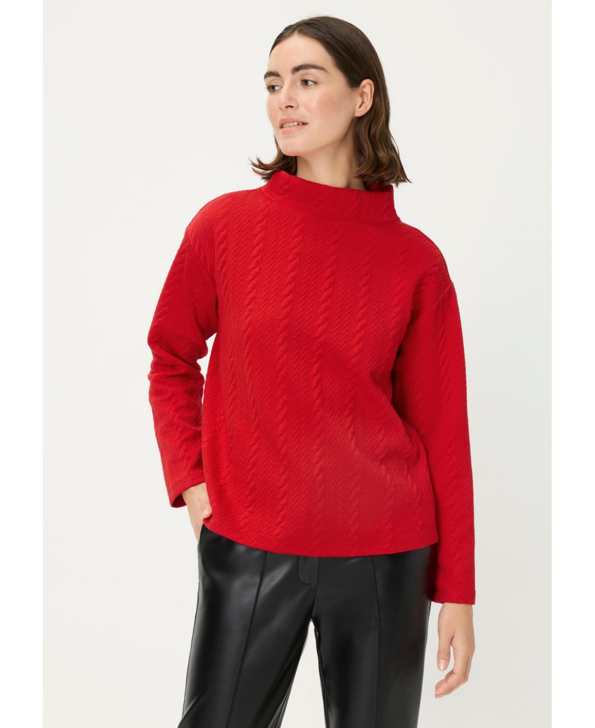 Click here for Olsen Womens Funnel Neck Textured Jersey - True re... prices