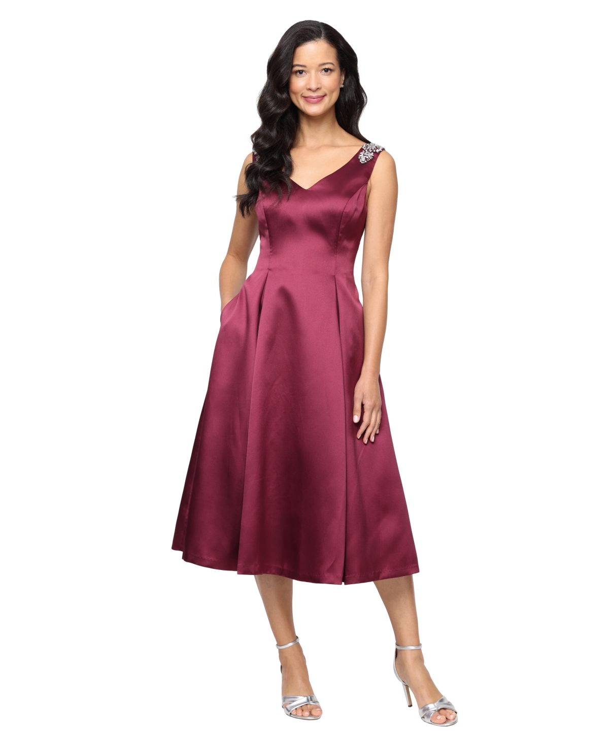 Click here for Alex Evenings Womens A-Line Sleeveless Shoulder Em... prices