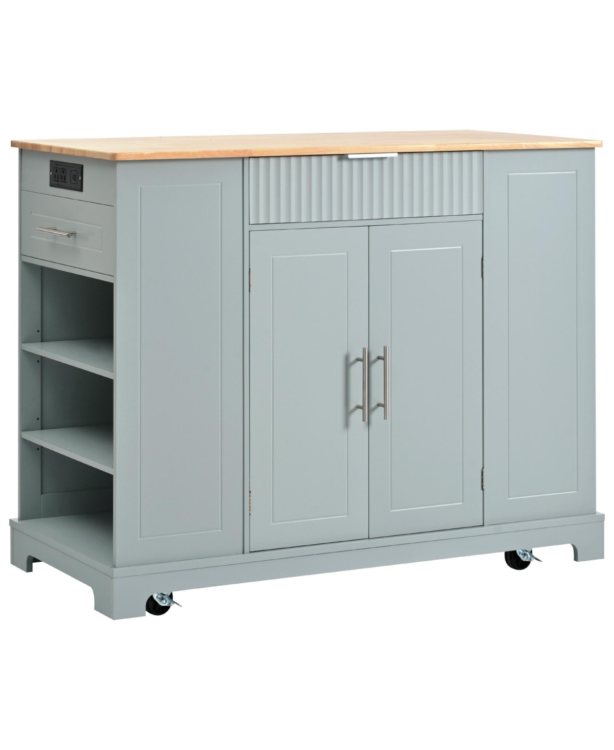 Click here for Casainc Fluted Kitchen Island with Trash Can Cabin... prices