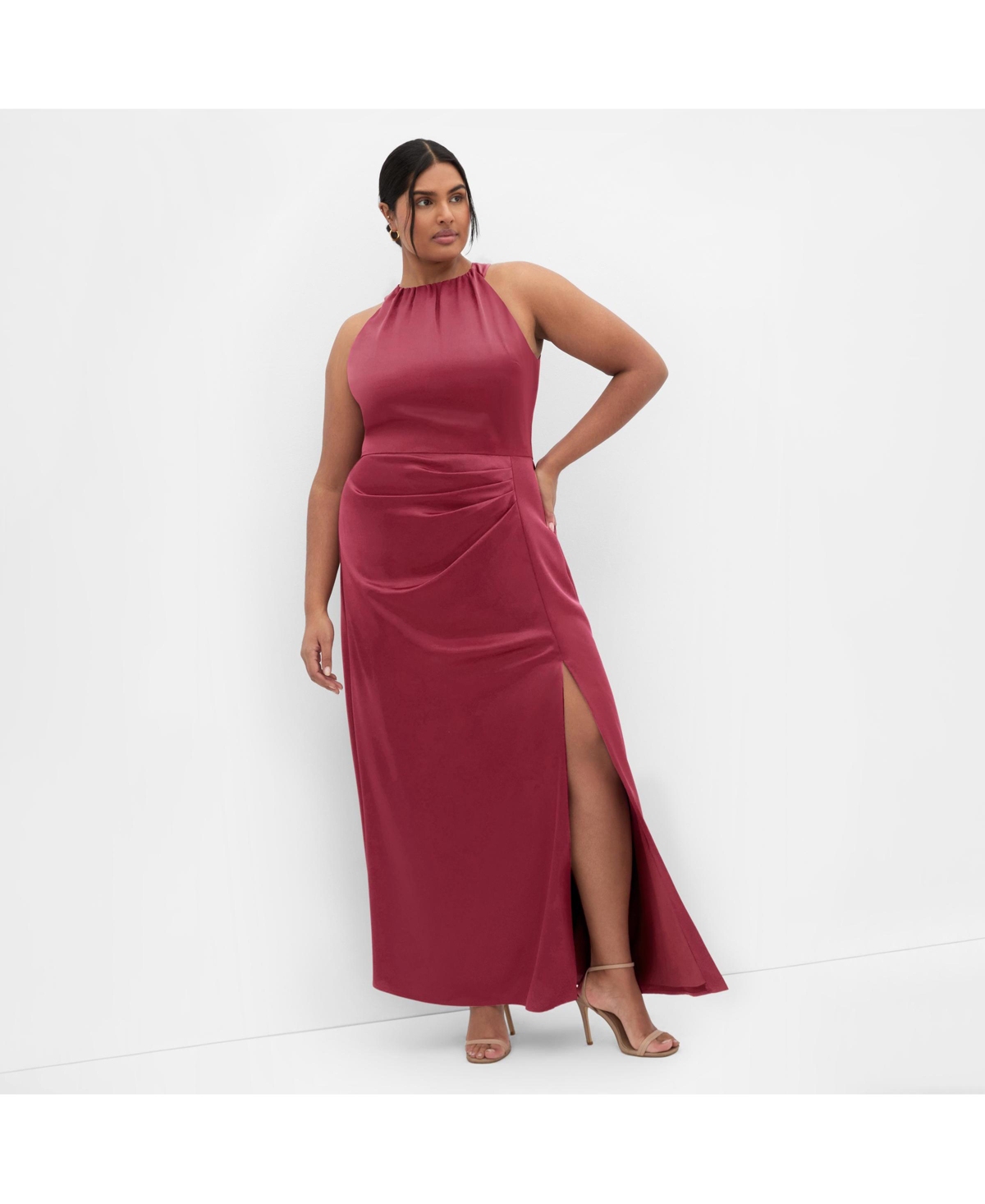 Click here for City Chic Womens Celina Halter Maxi Dress - Beet r... prices