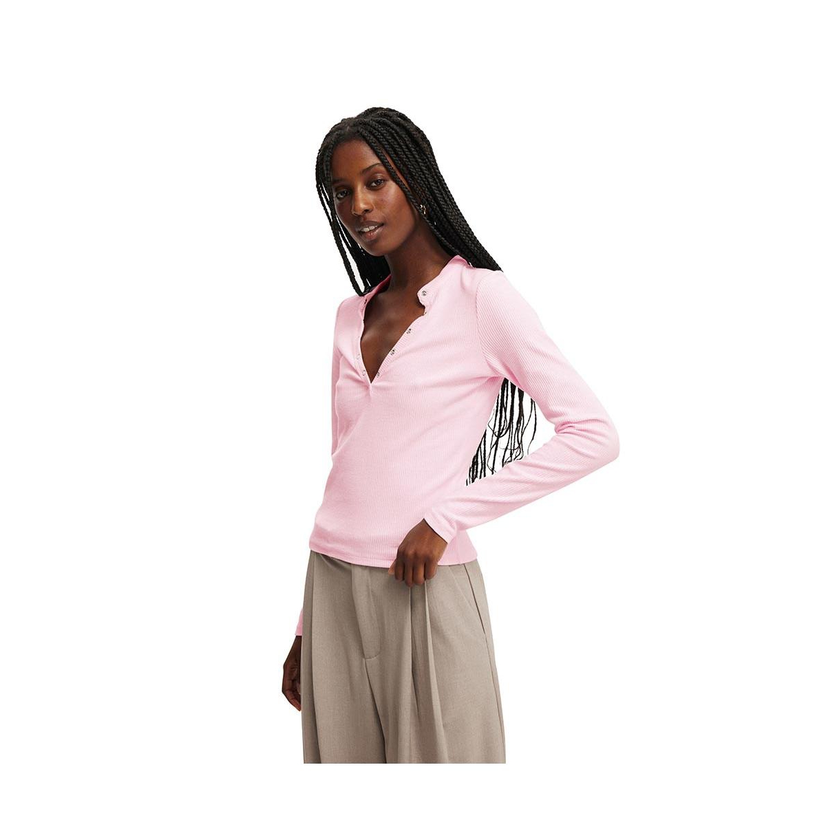 Click here for Cotton On Womens Ryan Henley Long Sleeve Top - Bab... prices