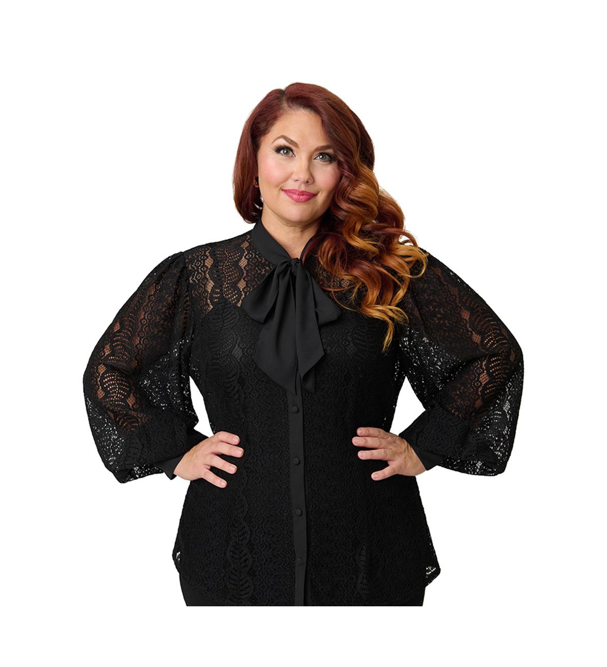 Click here for Unique Vintage Plus Size Long Sleeve Neck Tie Gwen... prices