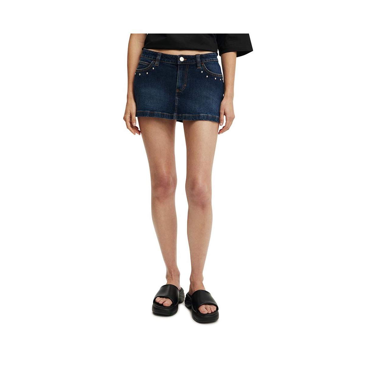 Click here for Cotton On Womens Micro Low Denim Skirt - Studded s... prices