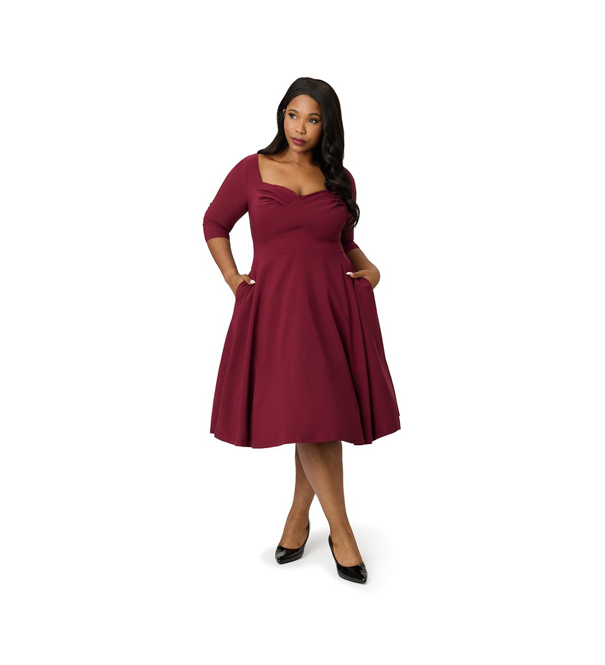Click here for Unique Vintage Plus Size Pleated Bust Swing Dress... prices