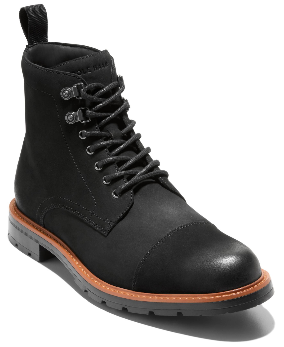 Click here for Cole Haan Mens Chamberlin Grand Cap Toe Boots - Bl... prices