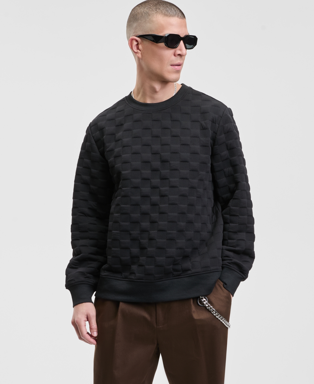Click here for Mode of One Mens Cube Textured Crewneck Sweatshirt... prices