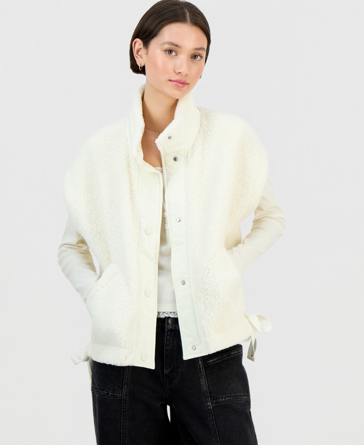 Click here for Sincerely Jules Juniors Sherpa Fleece Vest - Whisp... prices