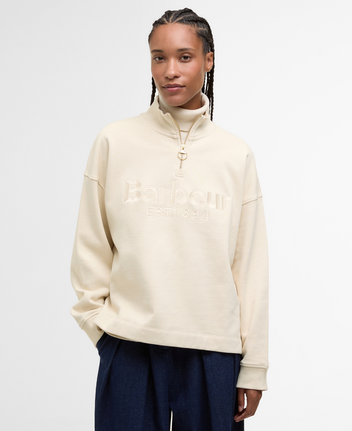 Click here for Barbour Womens Sara Long Sleeve Sweatshirt - Oat prices