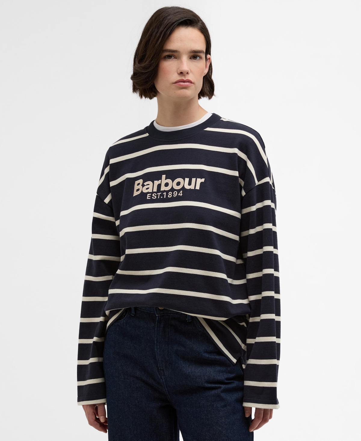 Click here for Barbour Womens Maeve Long Sleeve Top - Dark Navy/E... prices