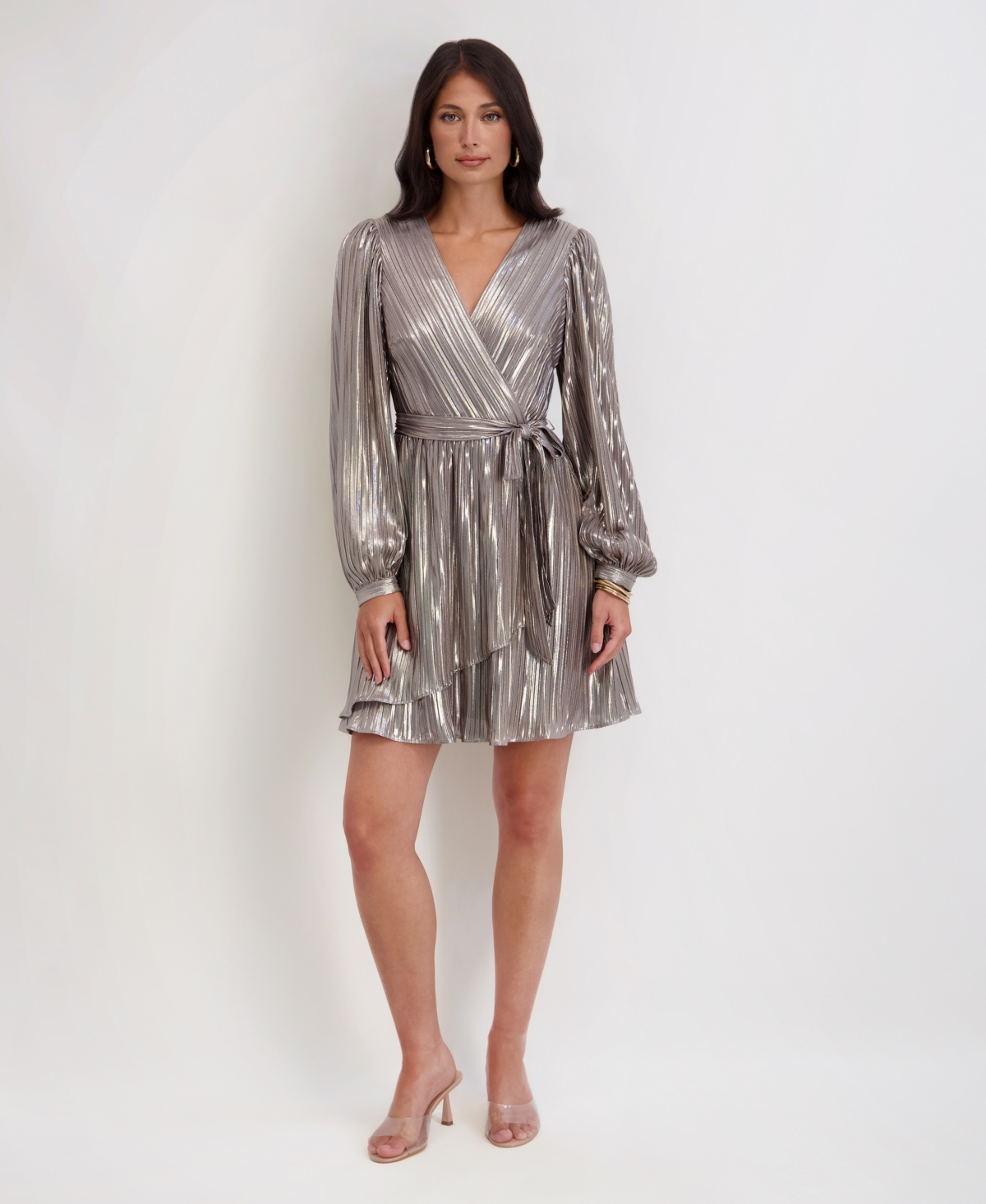 Click here for Siena Womens Long Sleeve Wrap Dress - Platinum prices