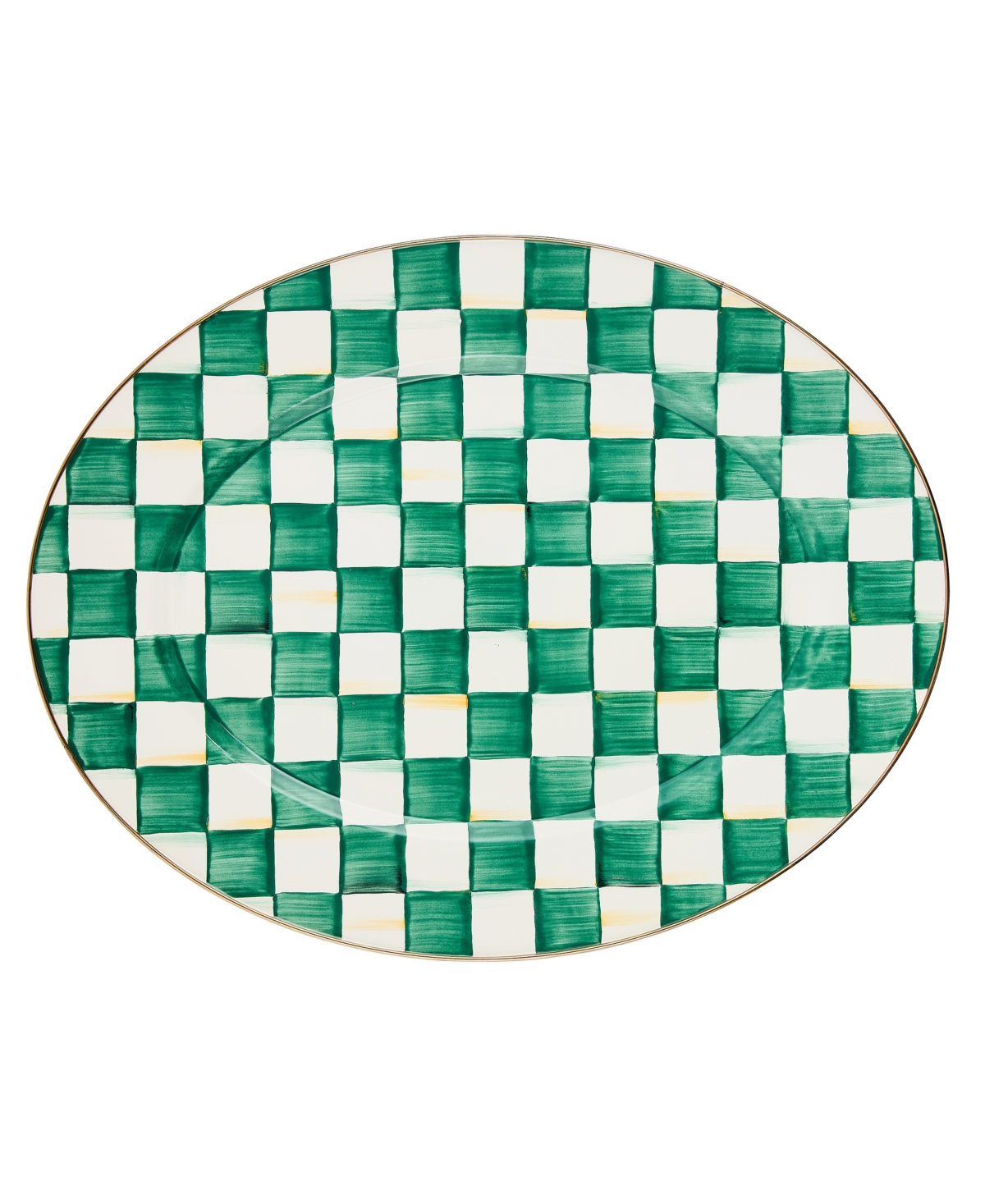Mackenzie-Childs Emerald Check Large Oval Platter - Green