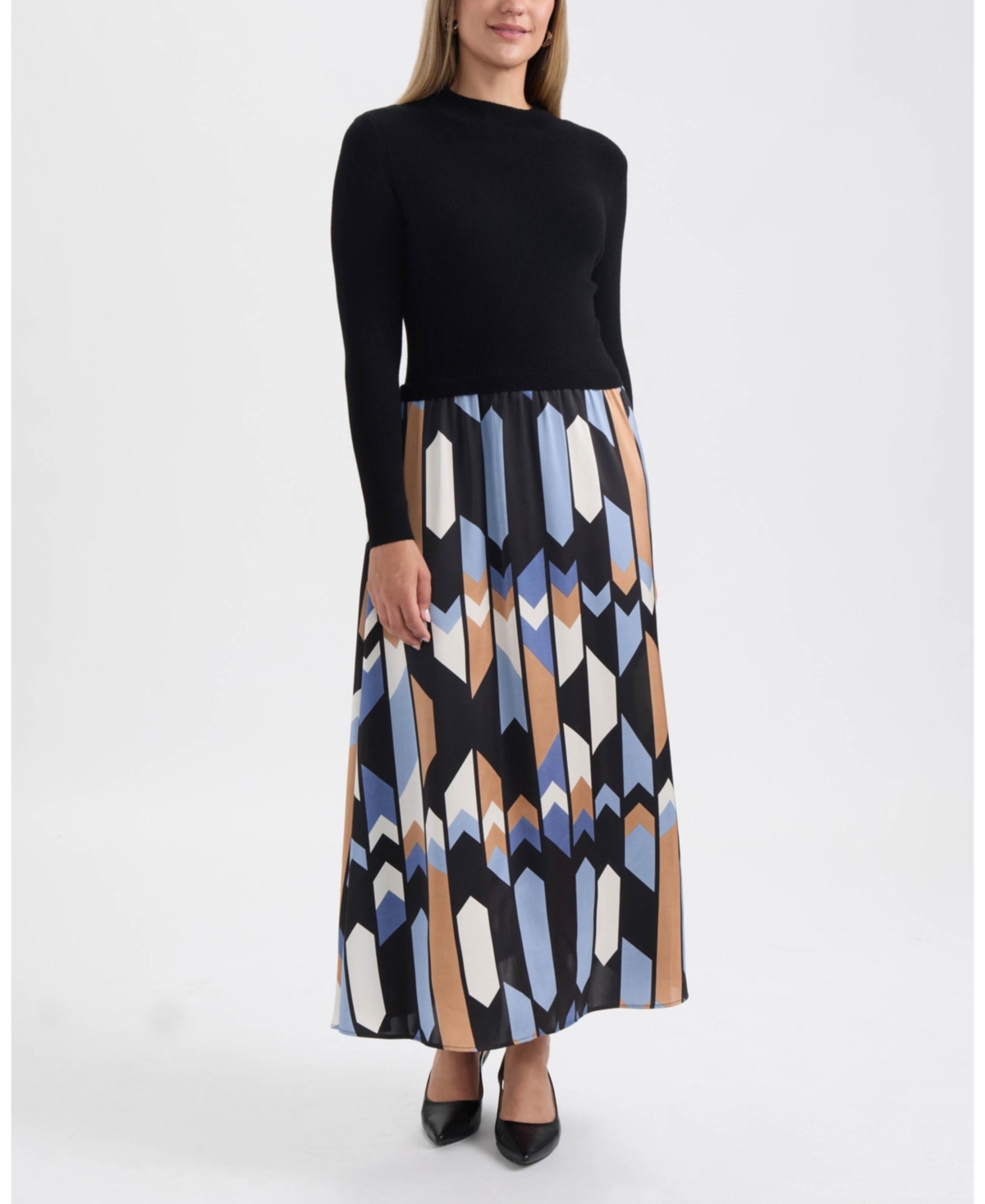 Click here for Ellen Tracy Womens Twofer Mock Neck Long Sleeve Dr... prices