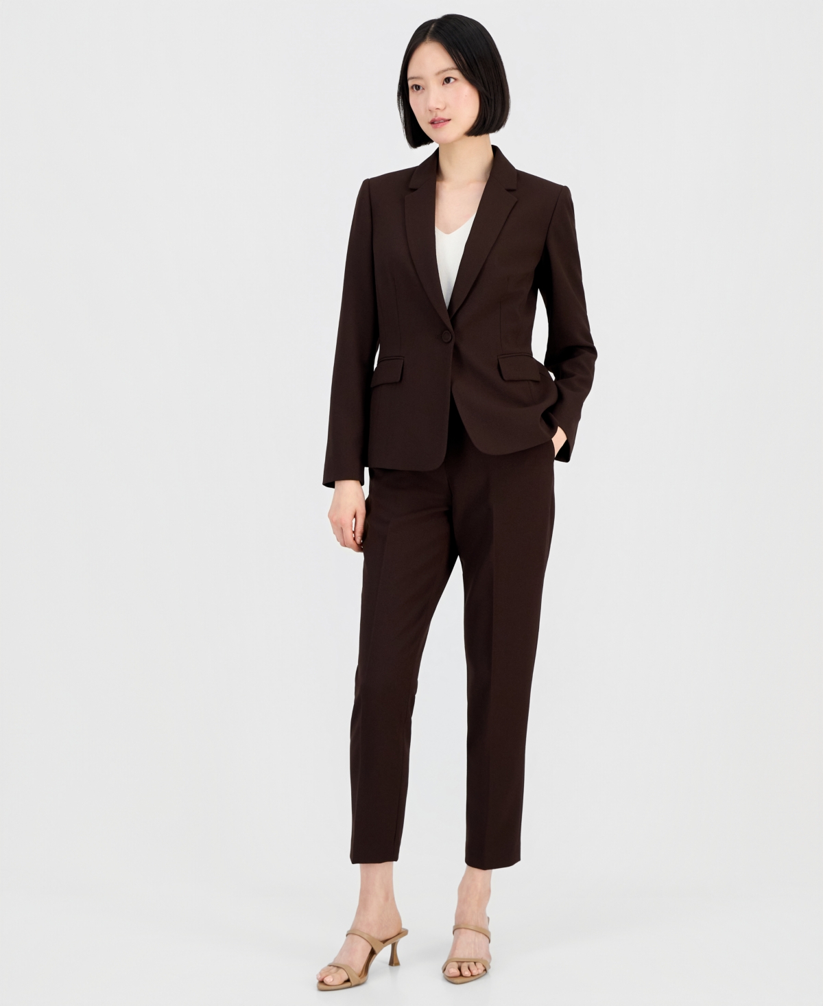 Click here for Tahari Asl Womens One-Button Pantsuit Set - Espres... prices