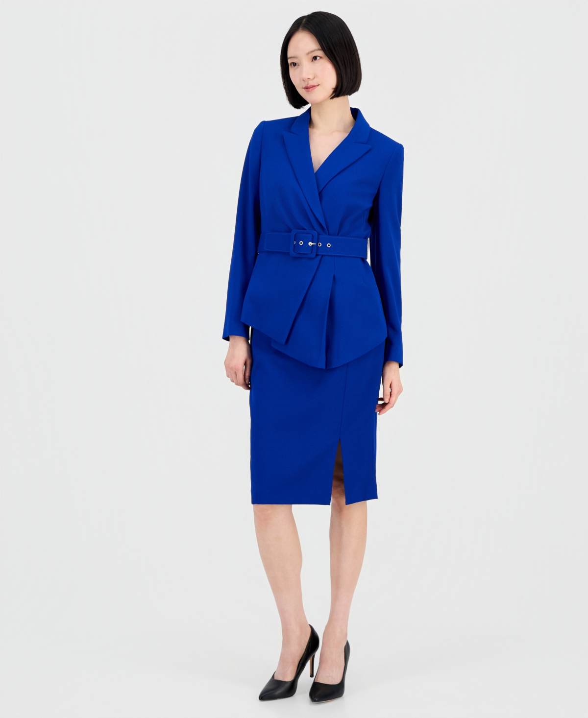 Click here for Tahari Asl Womens Asymmetrical Belted Jacket & Pen... prices