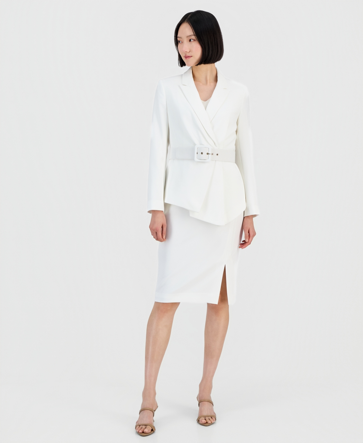 Click here for Tahari Asl Womens Asymmetrical Belted Jacket & Pen... prices