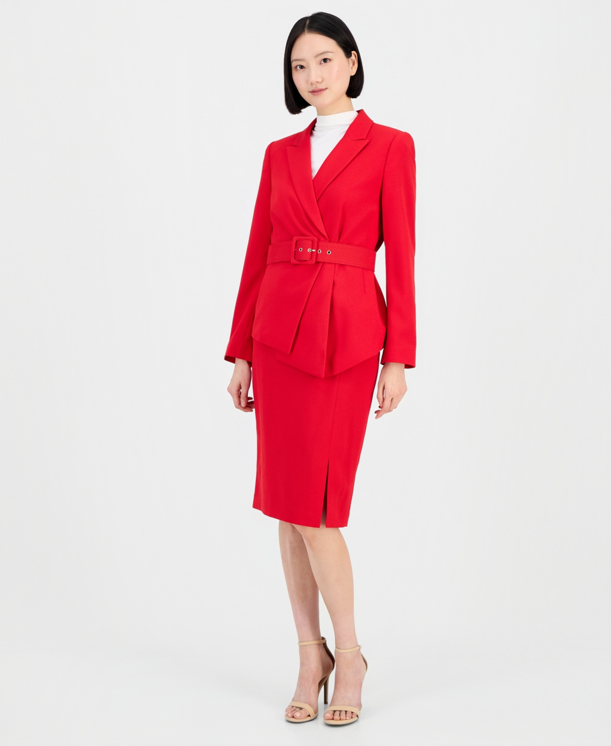 Click here for Tahari Asl Womens Asymmetrical Belted Jacket & Pen... prices