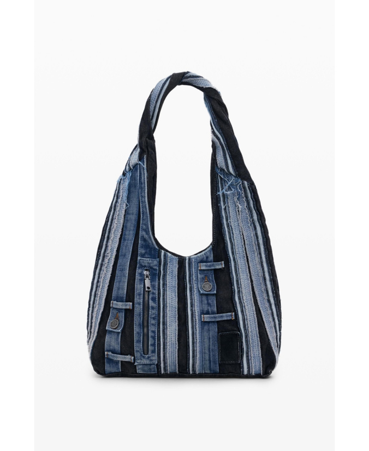 Click here for Desigual Womens Medium oval denim patch bag - Dark... prices