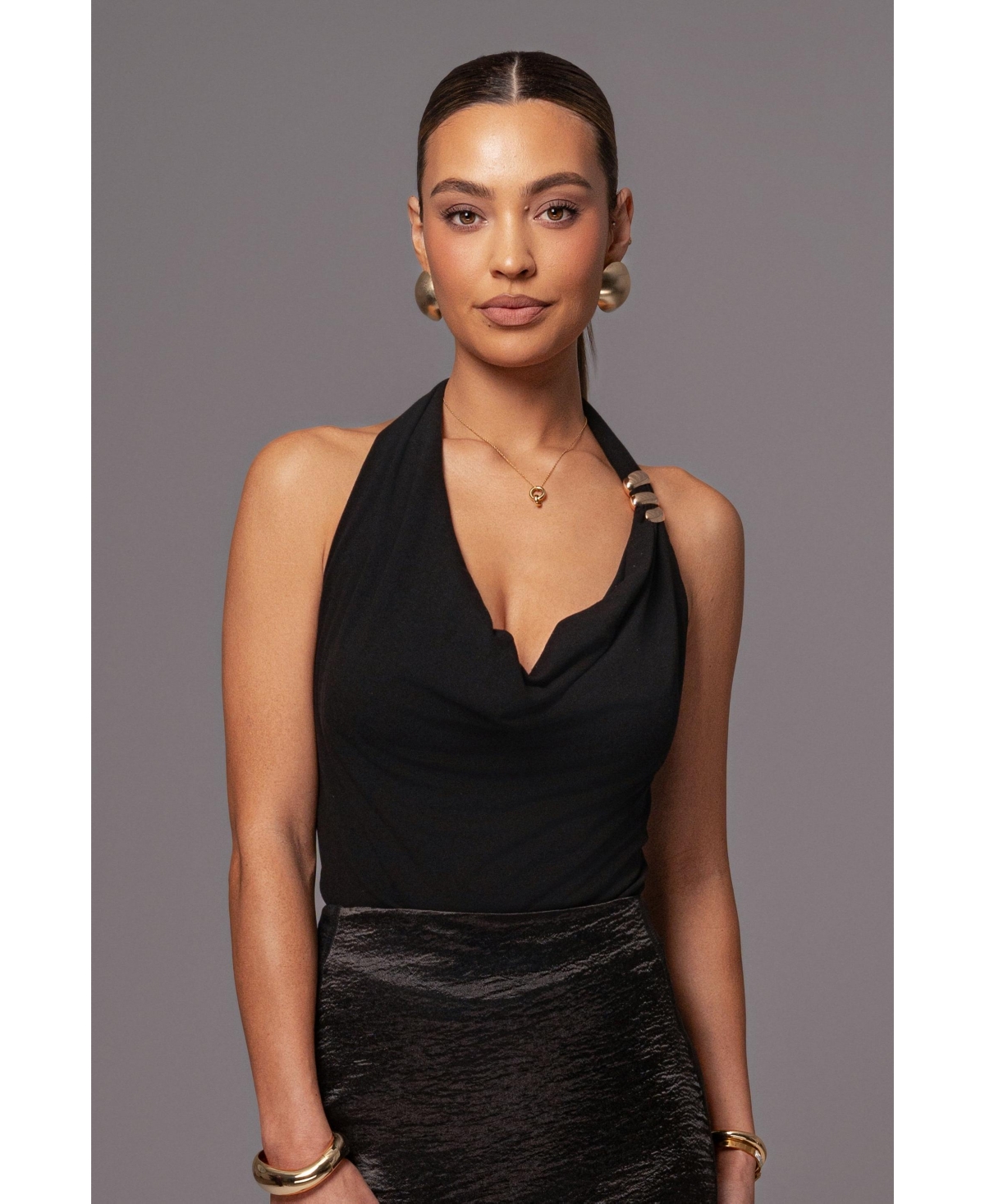 Click here for Jluxlabel Womens Embellished Halter Top - Black prices