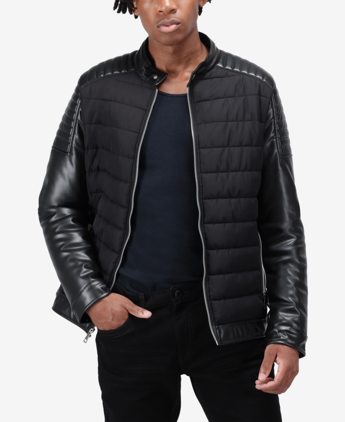Click here for Xray Mens Moto Jacket With Pu sleeves And Faux She... prices