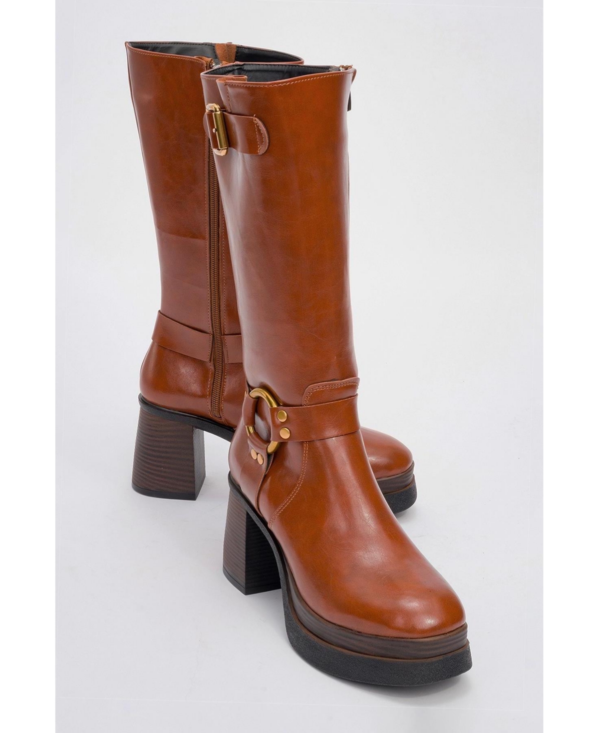Click here for Prologue Shoes Rock Buckle Zip Block Heel Boot (Wo... prices
