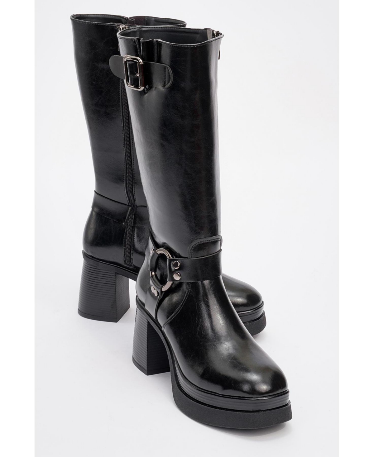 Click here for Prologue Shoes Rock Buckle Zip Block Heel Boot (Wo... prices