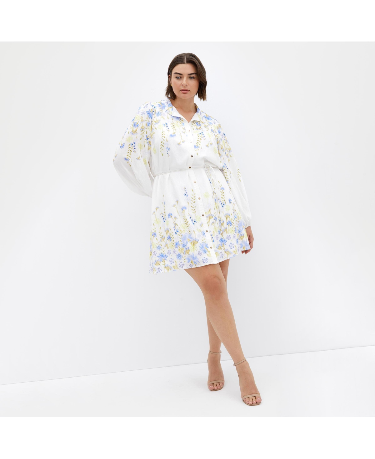 Click here for City Chic Plus Size Lilliana Dress - Meadow ivory prices