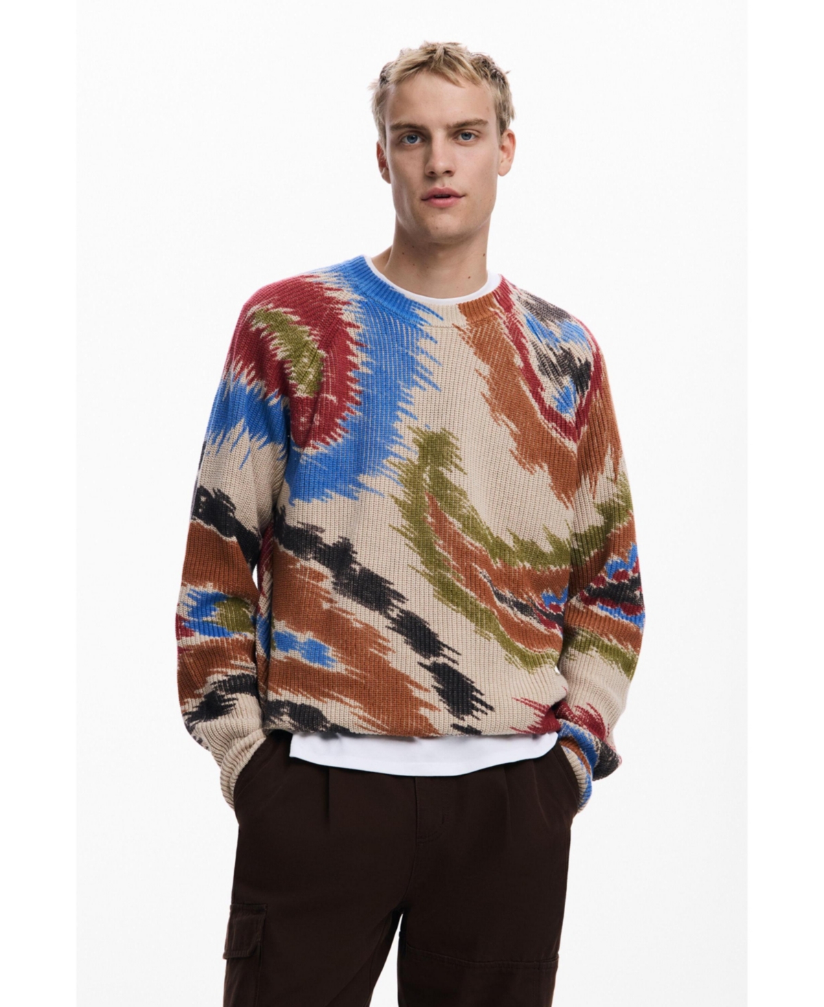 Click here for Desigual Mens Abstract paisley sweater - Sand prices