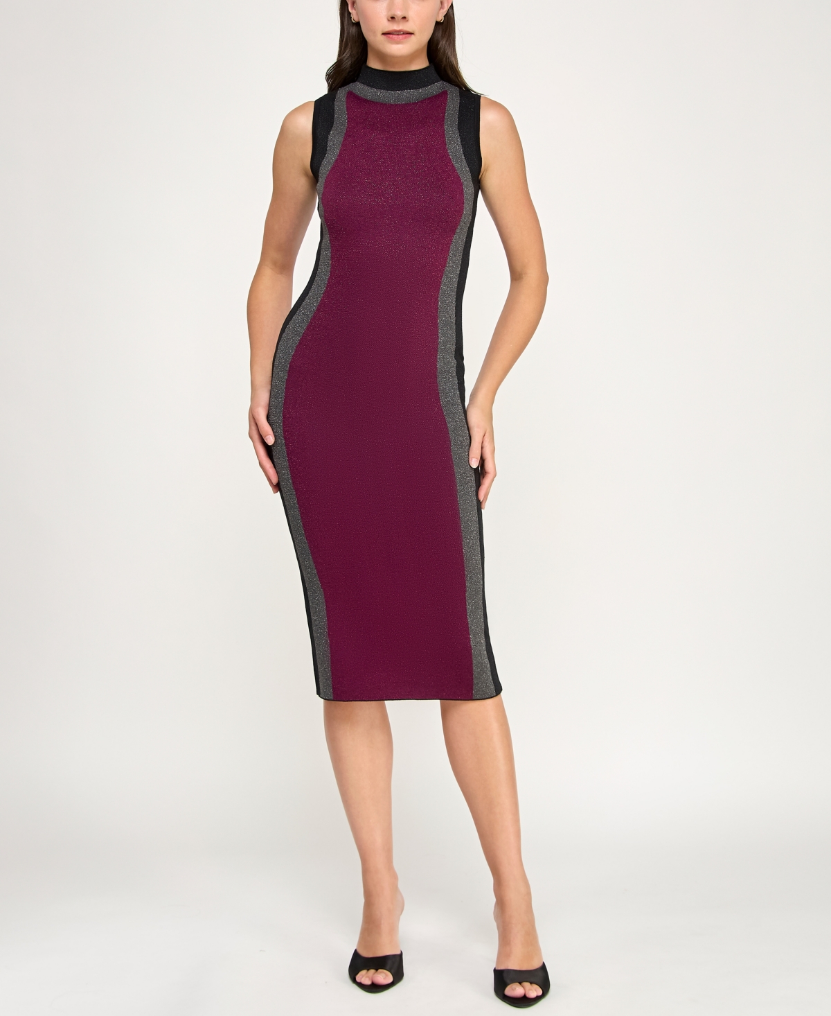 Click here for Invitee Juniors Sleeveless Mock Neck Midi Sweaterd... prices
