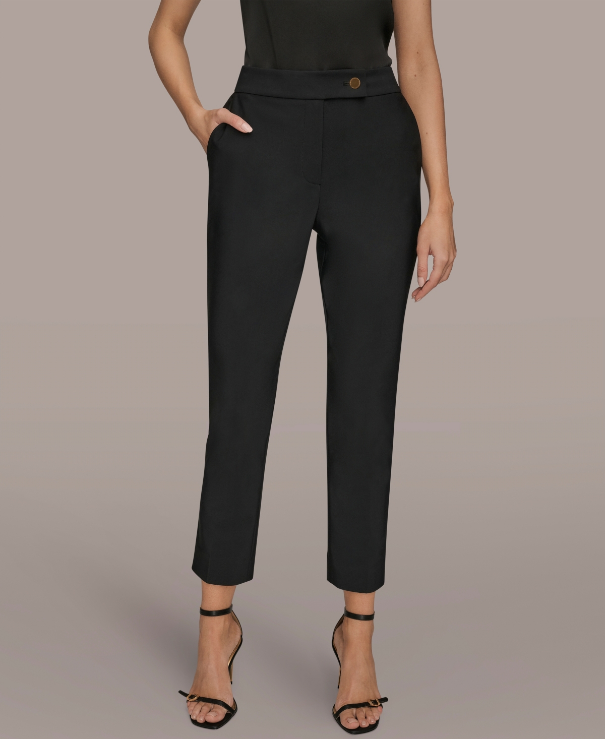 Click here for Donna Karan New York Womens Flat Front Button Pant... prices