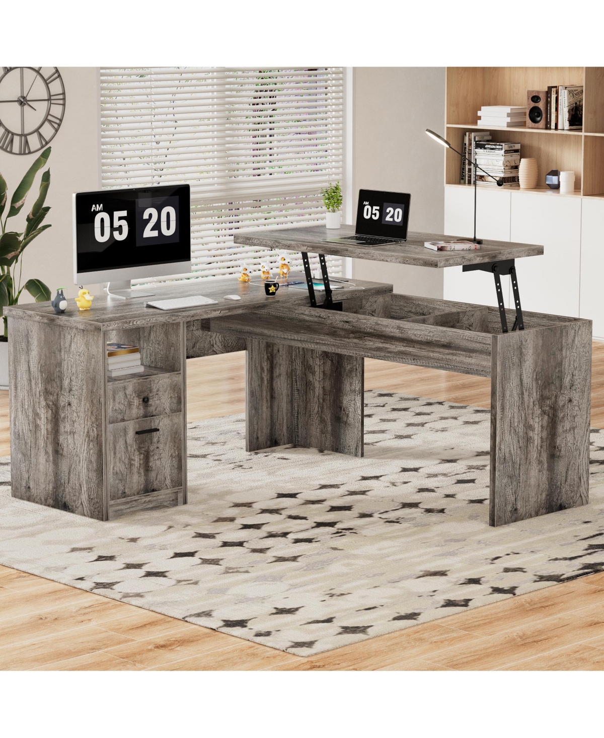 Click here for 56 Lift Top Computer Desk with Drawers and Power O... prices