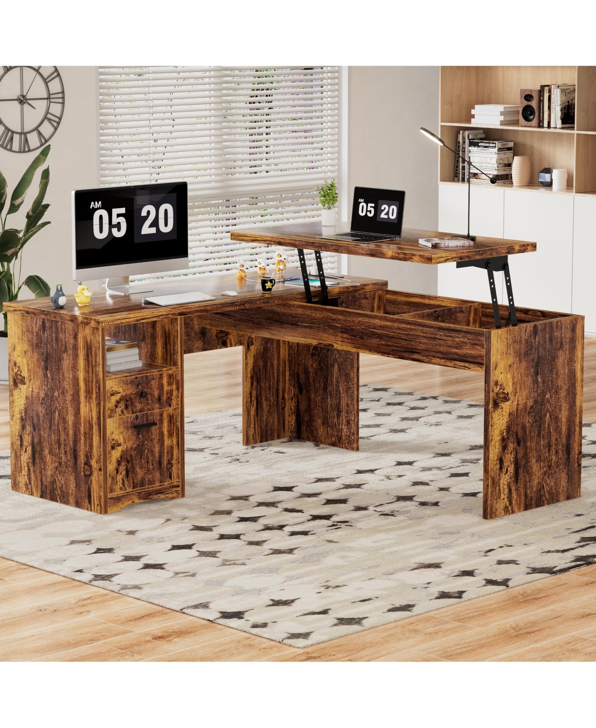 Click here for 56 Lift Top Computer Desk with Drawers and Power O... prices