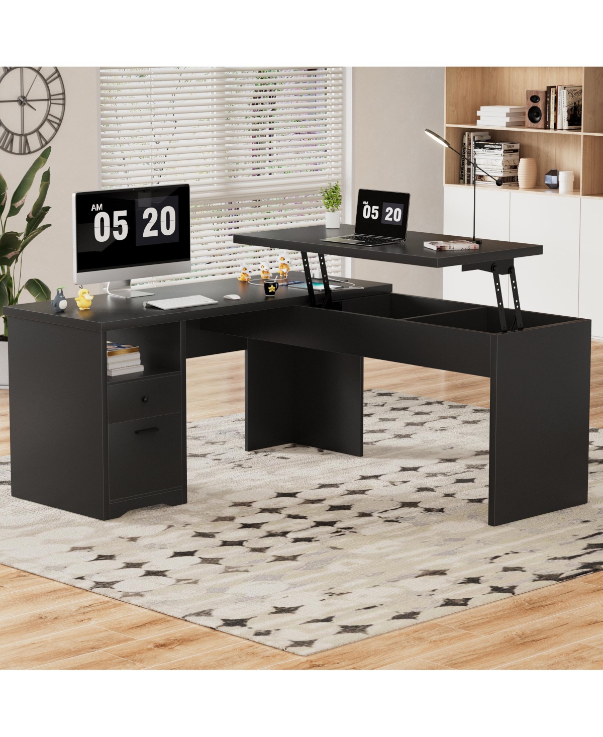 Click here for 56 Lift Top Computer Desk with Drawers and Power O... prices