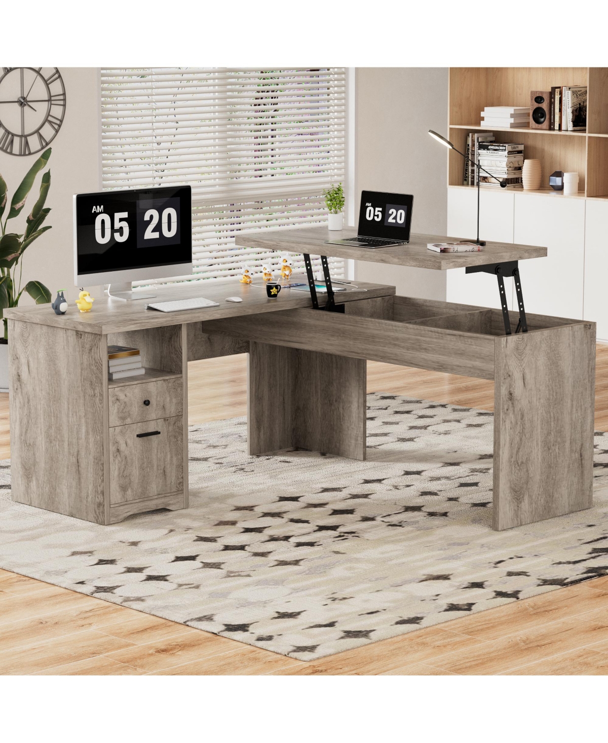 Click here for 56 Lift Top Computer Desk with Drawers and Power O... prices