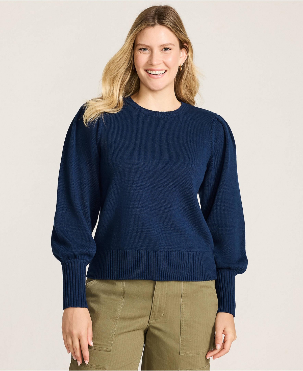Click here for Lands End Womens Drifter Puff Sleeve Crew Neck Swe... prices