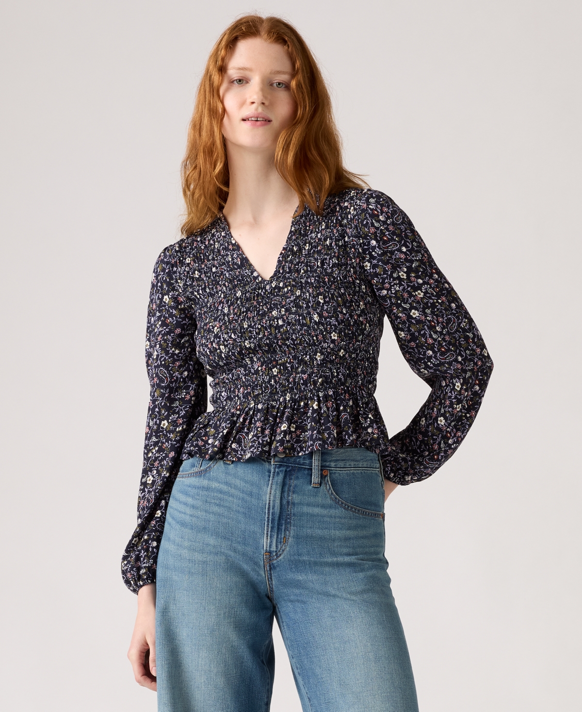Click here for Levis Womens Esme Long-Sleeve Slim Fit Blouse - Da... prices
